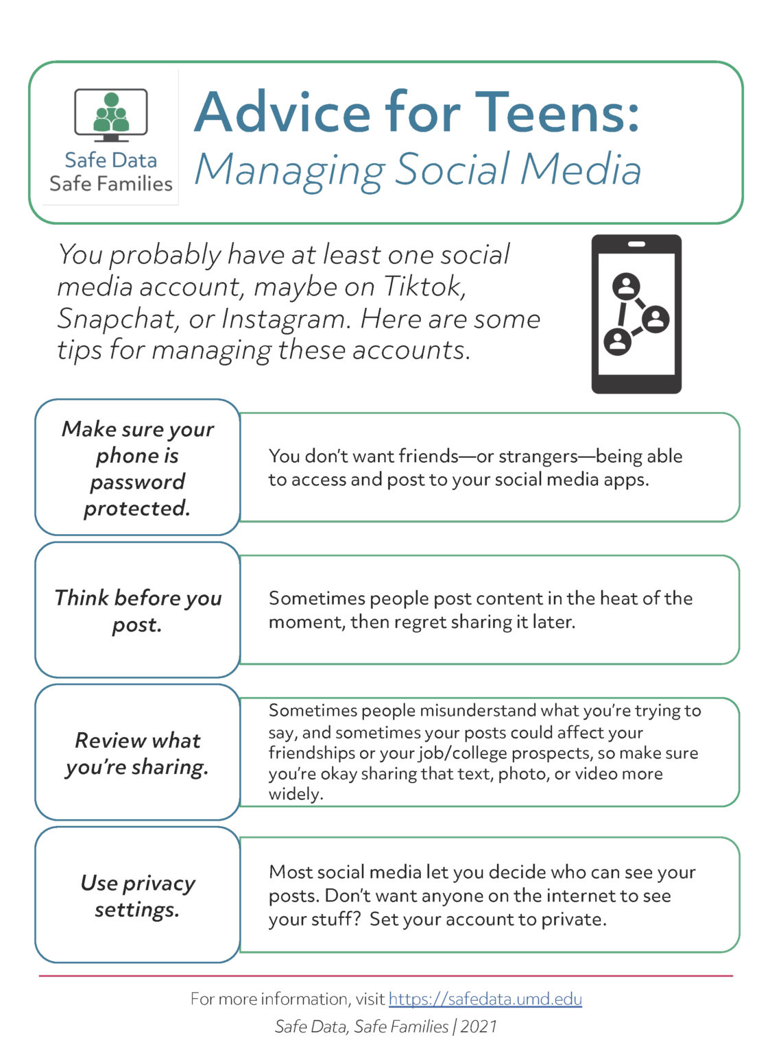 Advice for Teens: Managing Social Media - Safe Data | Safe Families