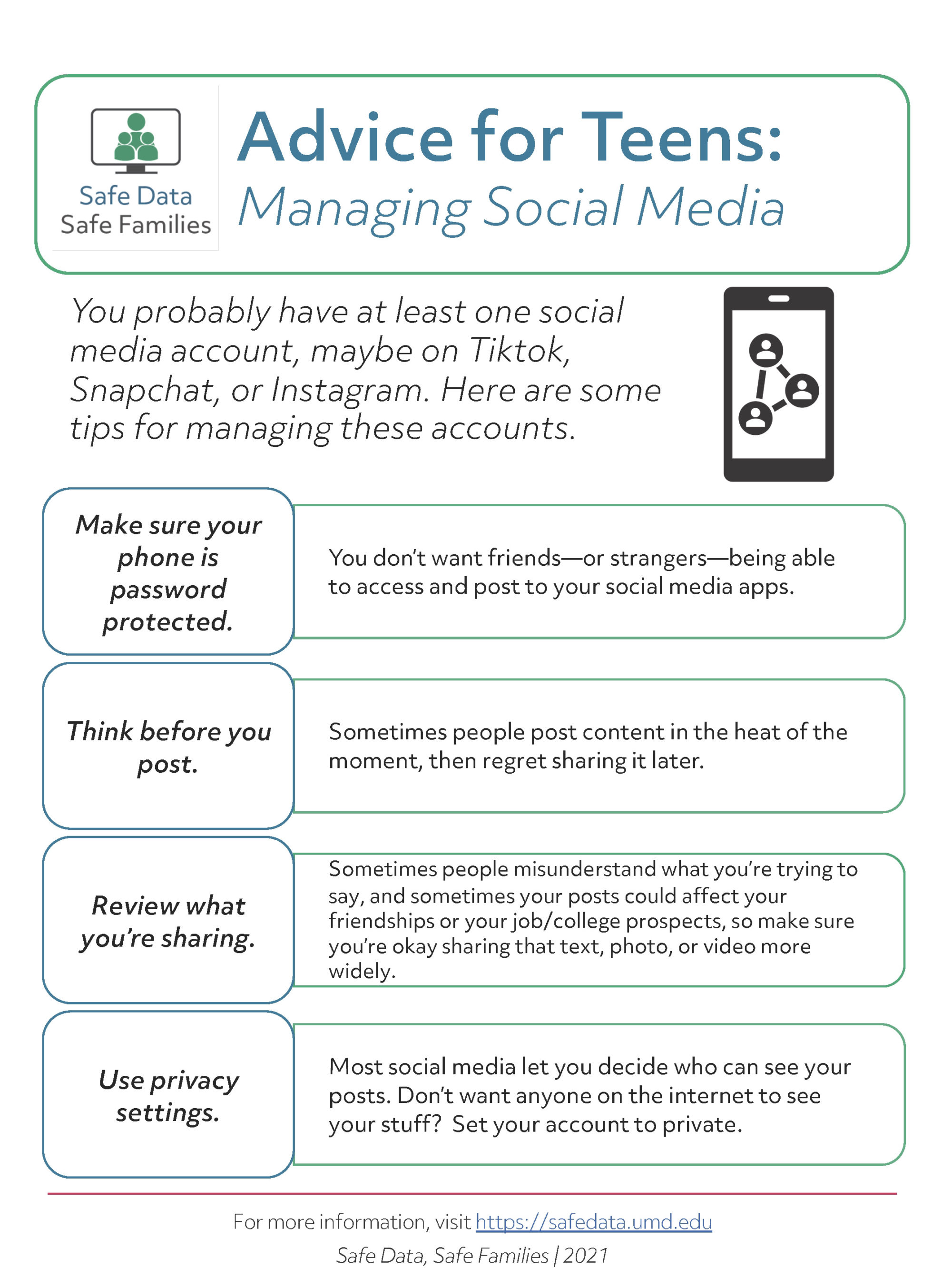 Advice for Teens: Managing Social Media - Safe Data | Safe Families